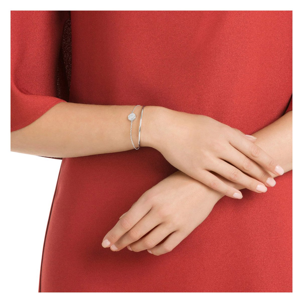 Swarovski Ezüst színű dupla karkötő swarovski pávé körrel - 5389044