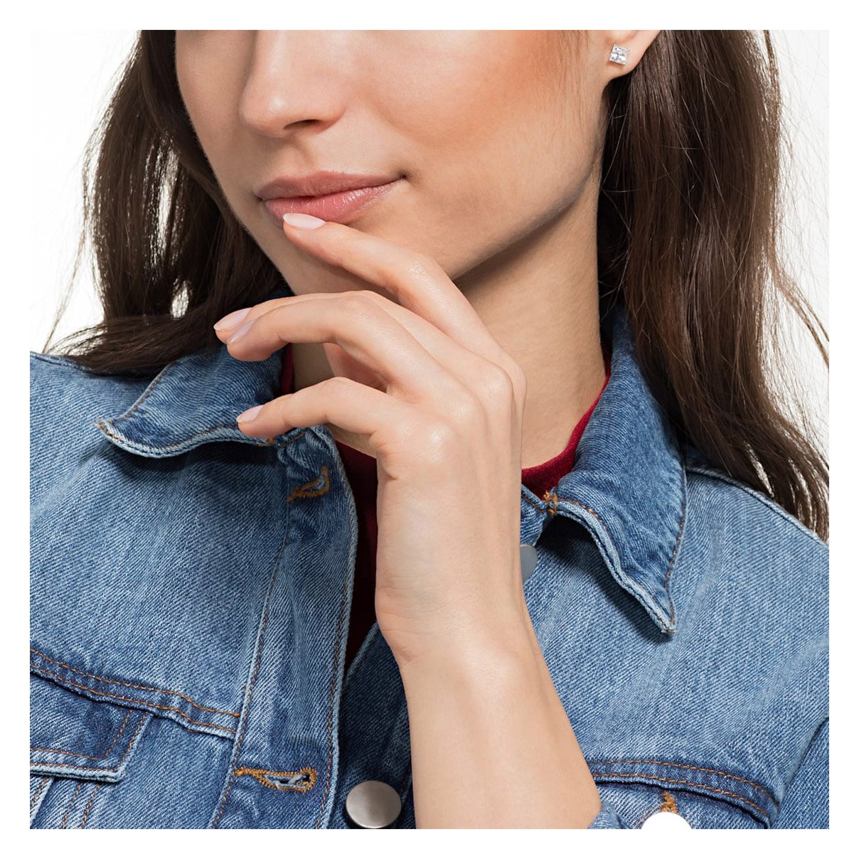 Swarovski Attract ezüst színű négyzet fülbevaló swaroski kristállyal 1