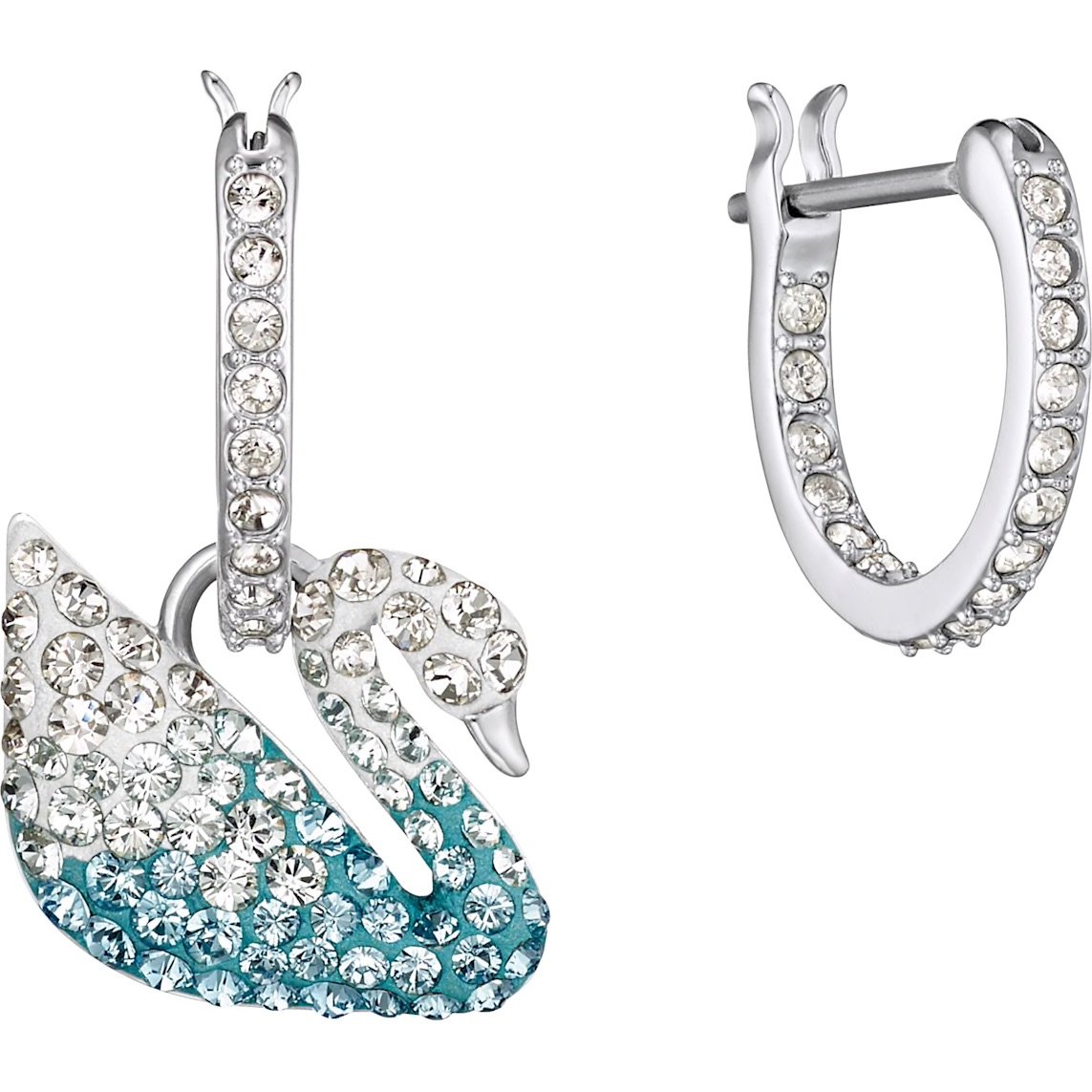 Swarovski Ikonikus hattyú fülbevaló fehér kék swarovski kristályokkal ...