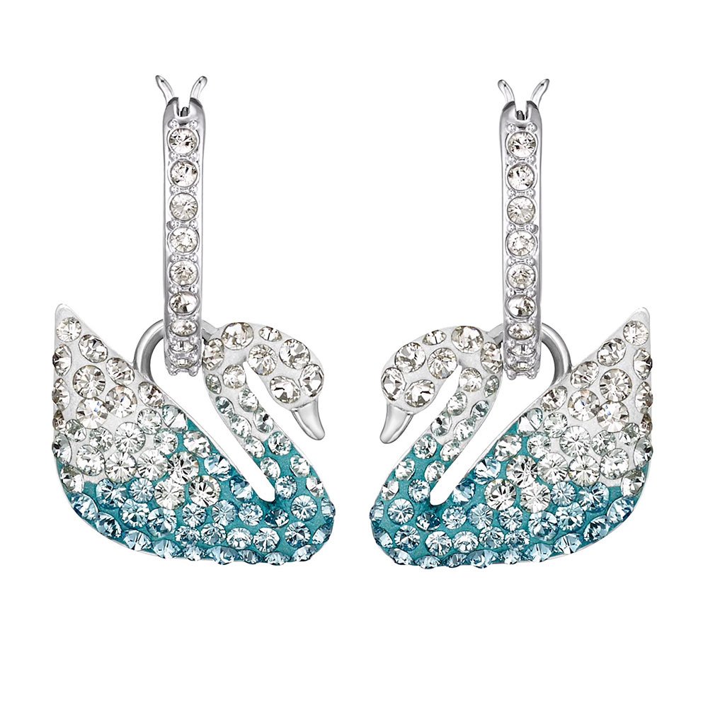 Swarovski Ikonikus hattyú fülbevaló fehér kék swarovski kristályokkal ...