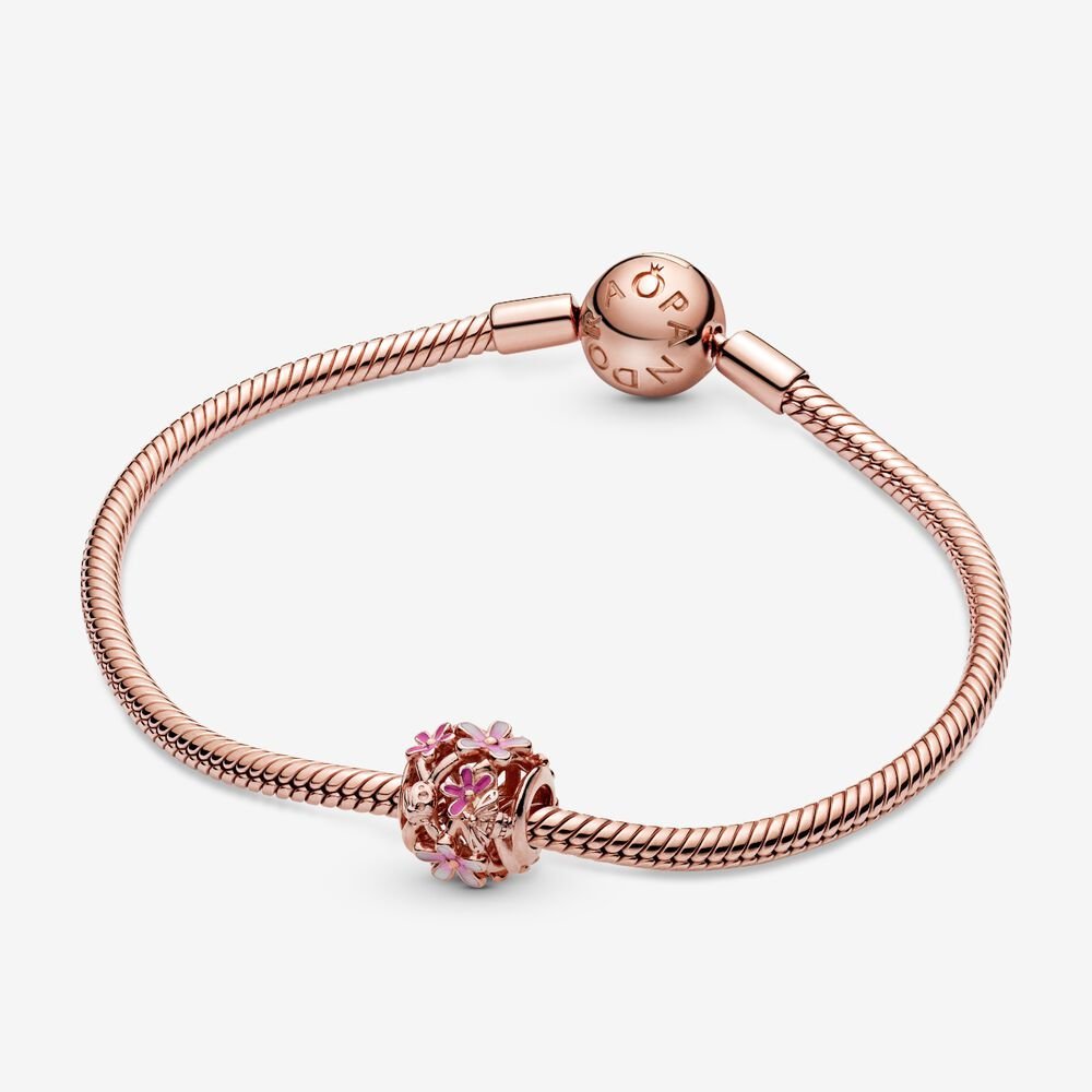 Pandora ékszer Áttört pink százszorszép rozé charm - 788772C01