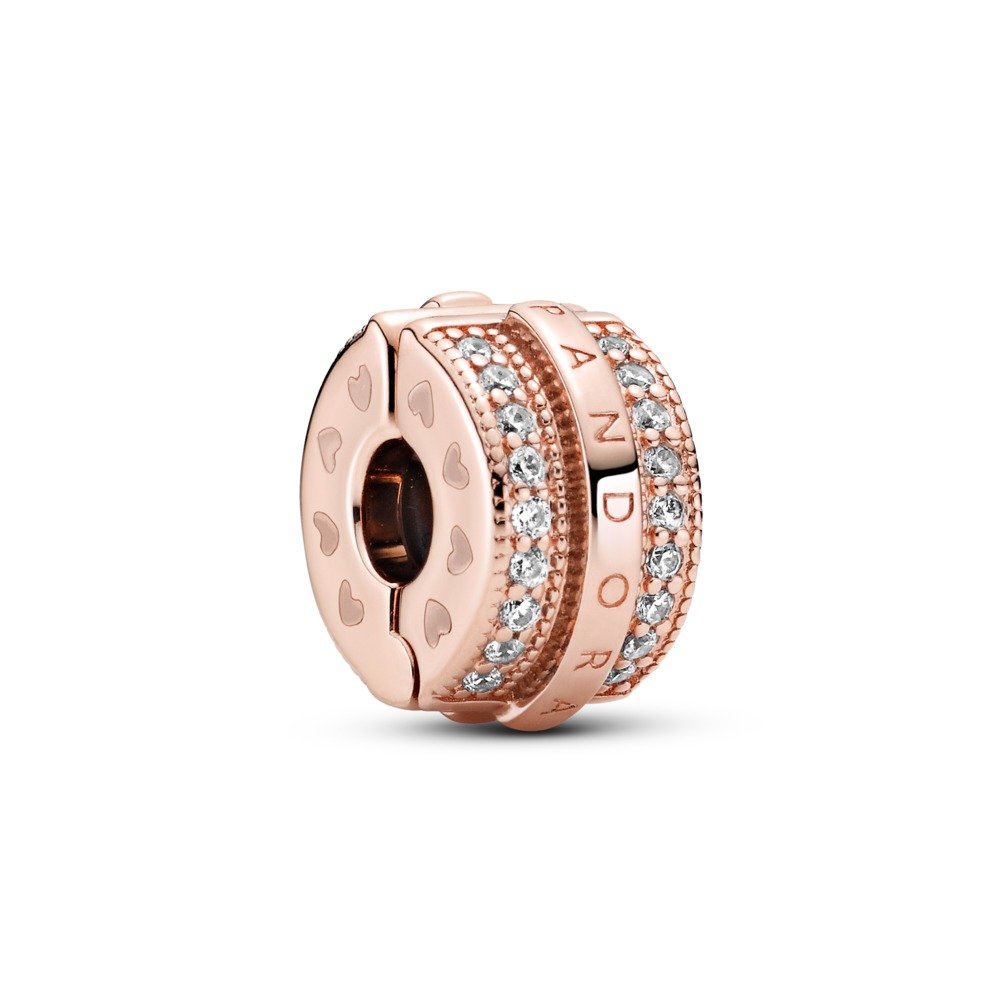Pandora ékszer Pávé logó szilikonos rozé klip - 789042C01