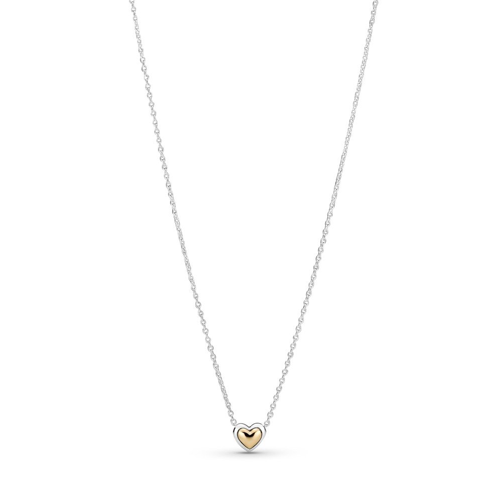 Pandora ékszer Domború szív kéttónusú nyaklánc - 399399C00-45