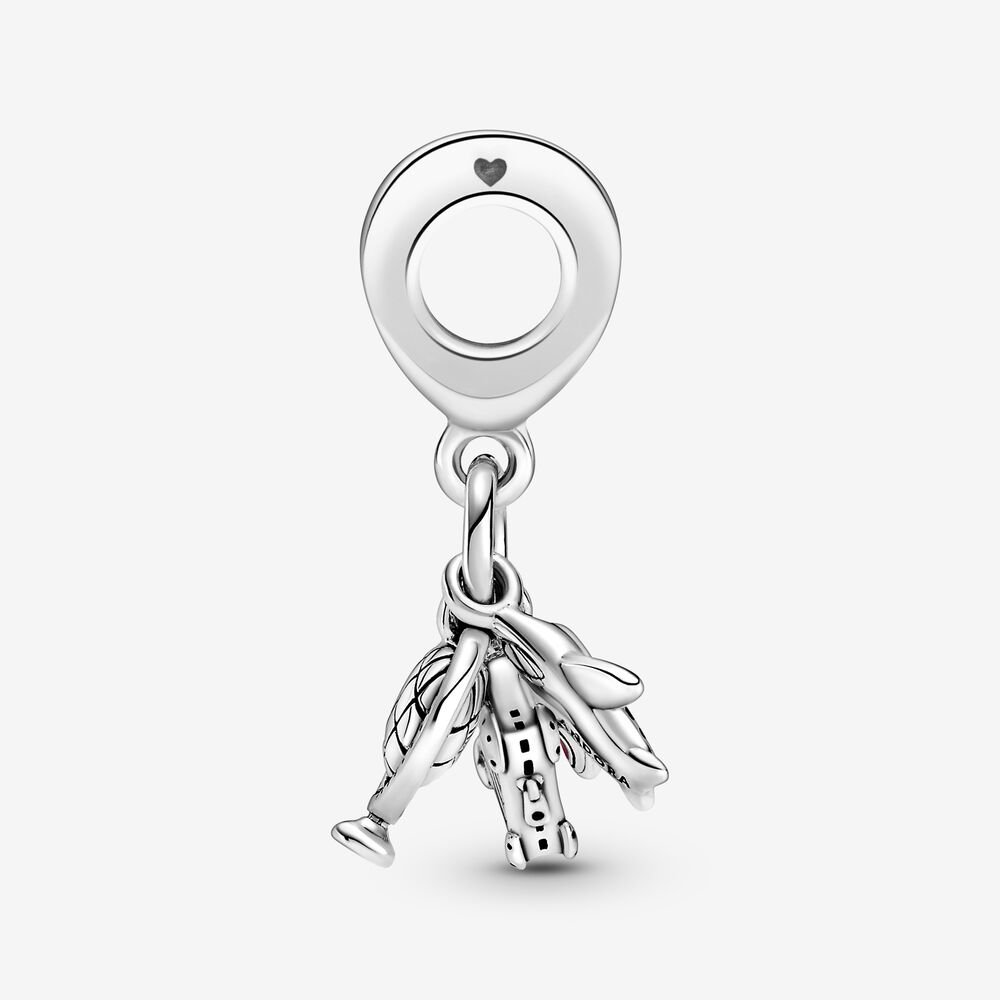Pandora Repülő földgömb bőrönd ezüst charm