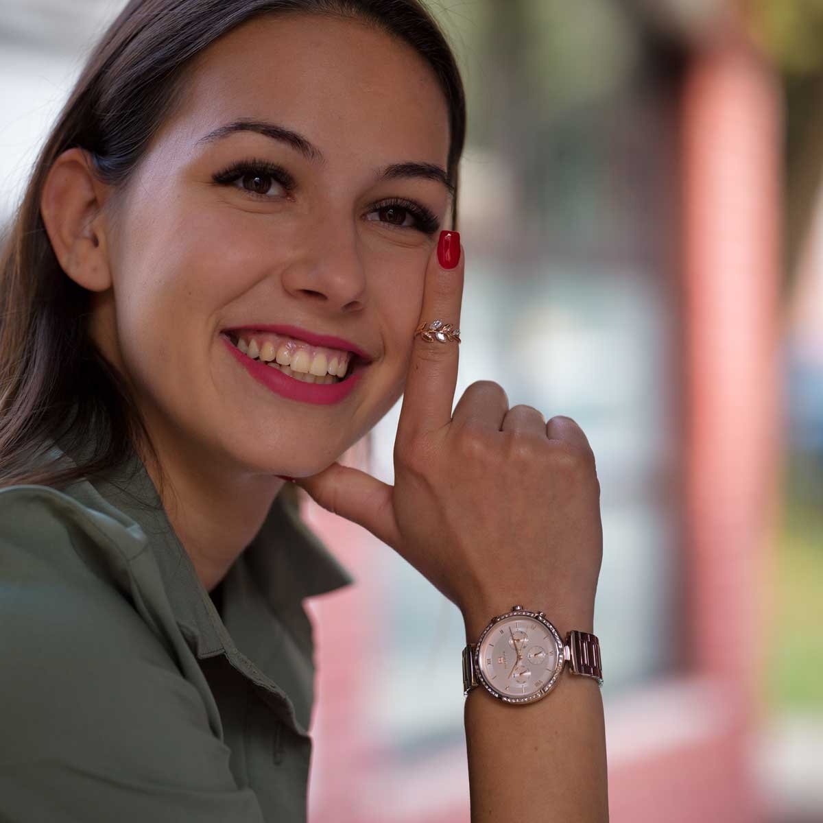 Tommy Hilfiger Luna rozé női óra kristályokkal