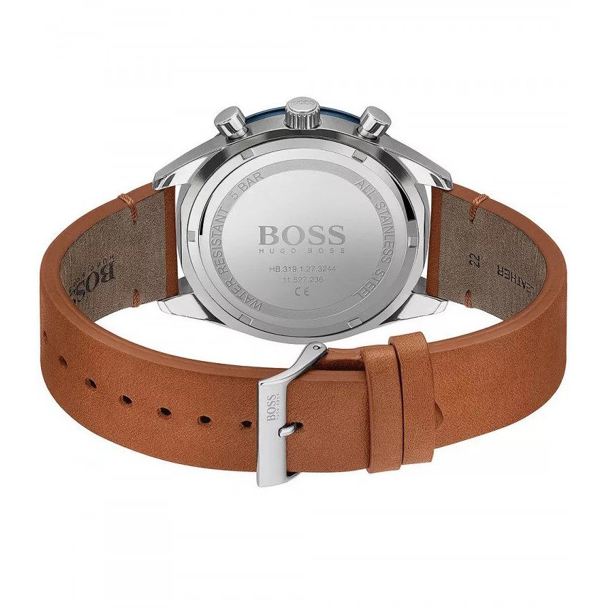 Boss Santiago barna bőrszíjas dual time férfi óra - 1513860