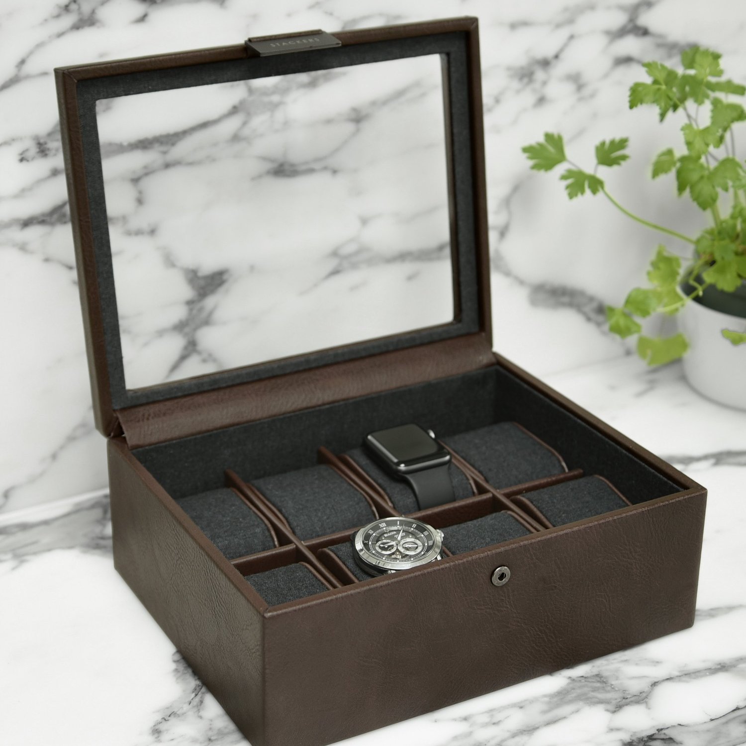 Stackers Férfi barna fedeles óradoboz 8 órának - 75400