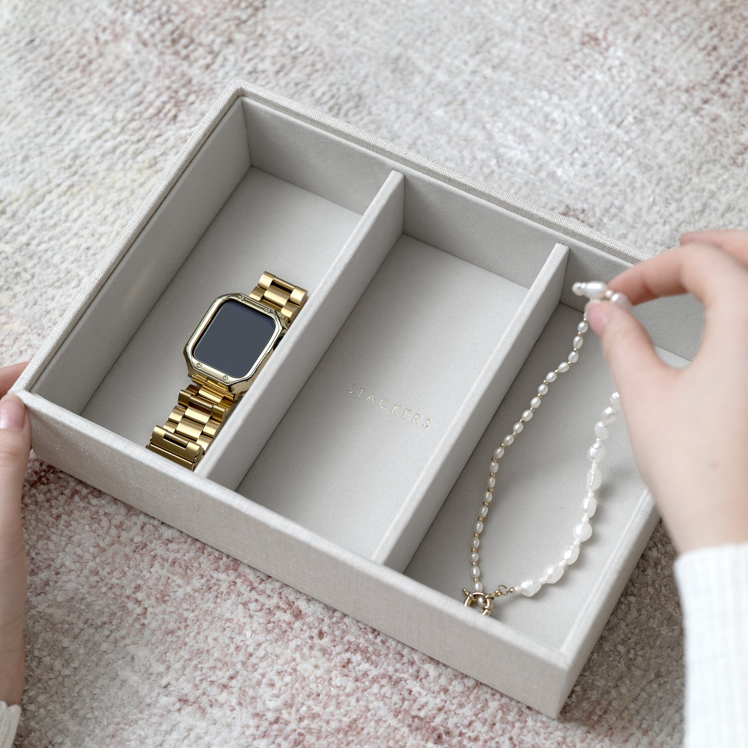 Stackers Lenvászon classic 3 fakkos ékszertálca - 76381