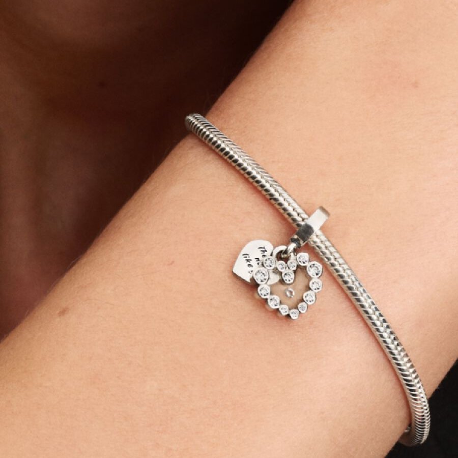 Pandora ékszer Szikrázó szív dupla függő ezüst charm - 793765C01