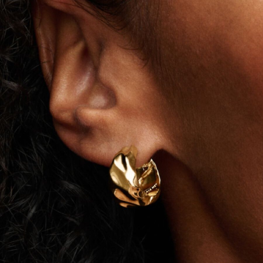 Pandora ékszer Hullámos karika shine fülbevaló - 263874C00