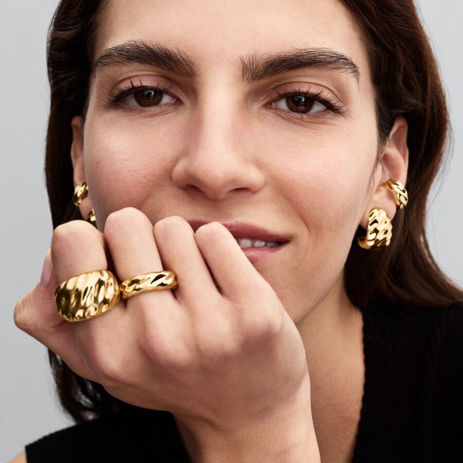 Pandora ékszer Hullámos széles shine gyűrű