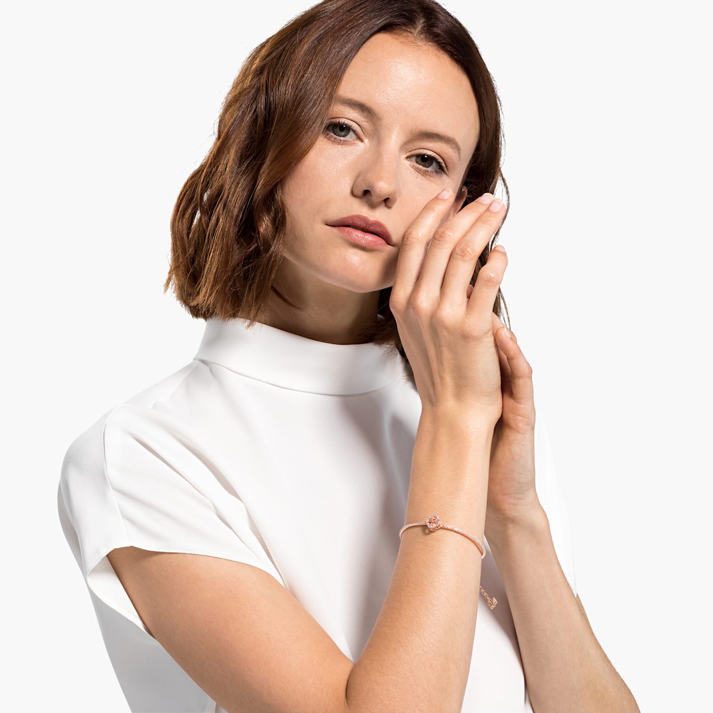 Swarovski Pezsgő tánc rozé karperec fehér és rózsaszín kristályokkal ...