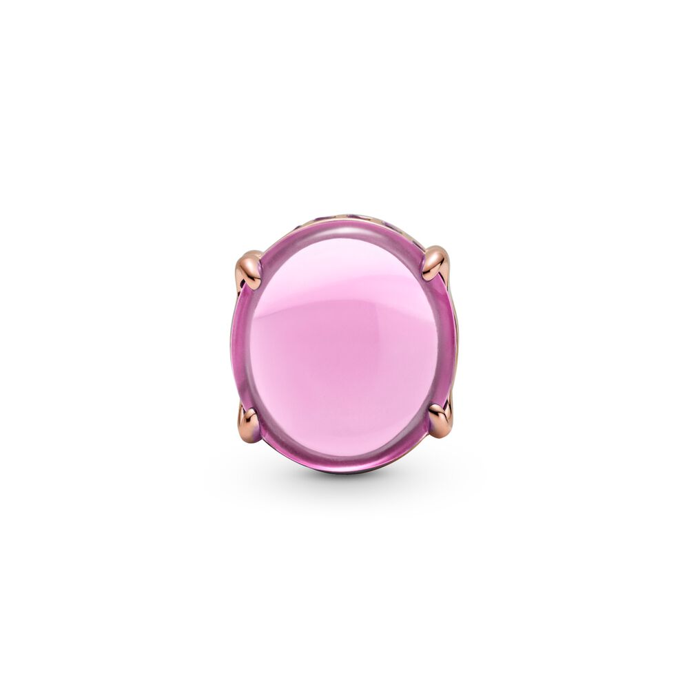 Pandora ékszer Rózsaszín ovális cabochon rozé charm - 789309C02