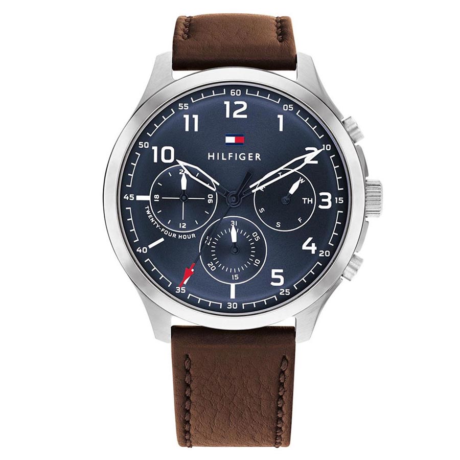 Tommy Hilfiger Asher barna bőrszíjas sötétkék hátlapos férfi karóra ...