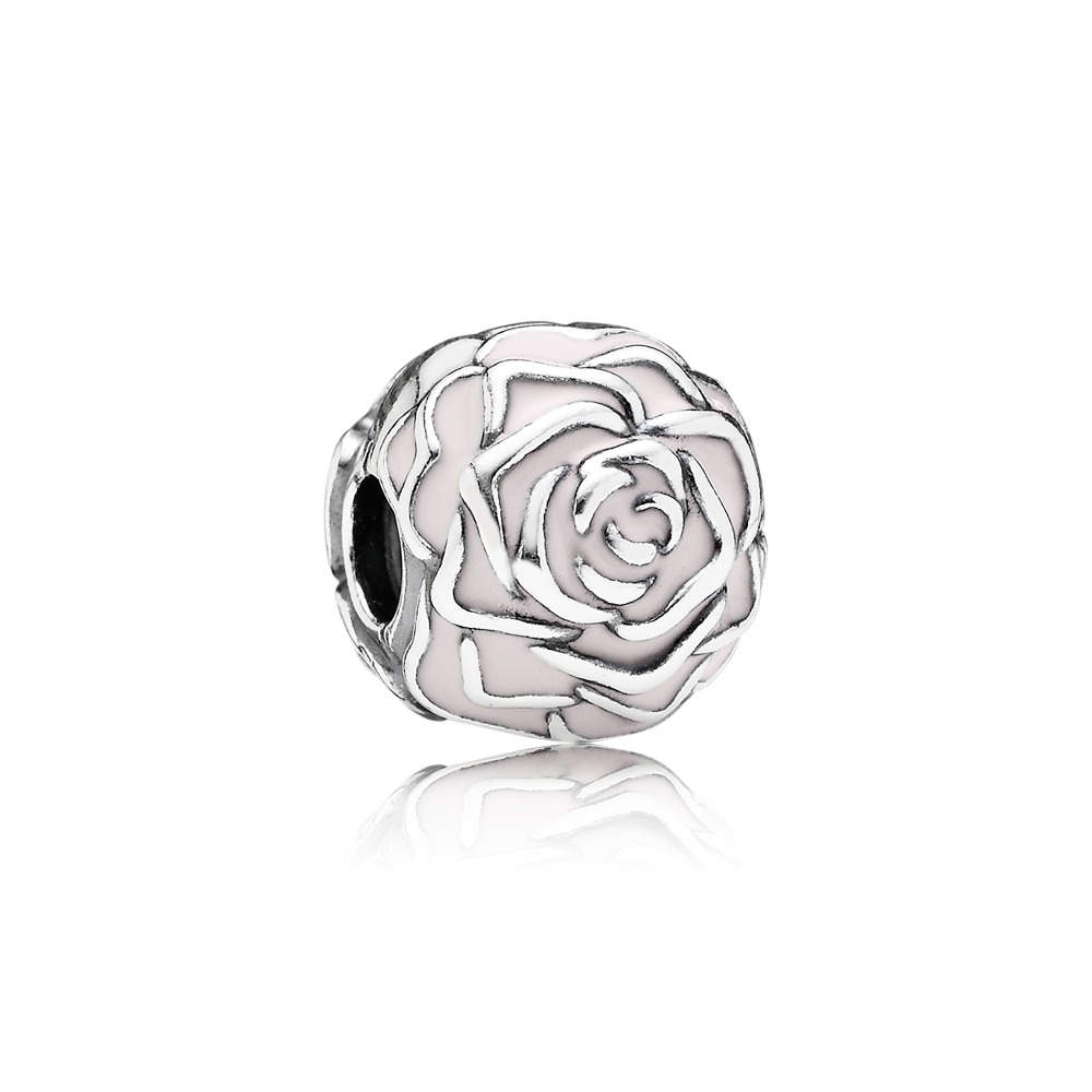 Pandora Rózsaszí­n rózsakert ezüst klip tűzzománccal